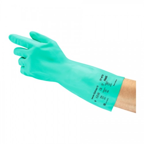 LUVA FLOCADA NITRILO VERDE SOLVEX 37-675"